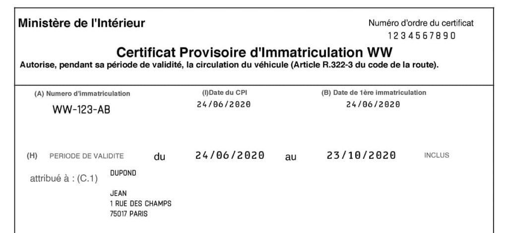 Le certificat provisoire d'immatriculation (plaques WW) - AssuTempo